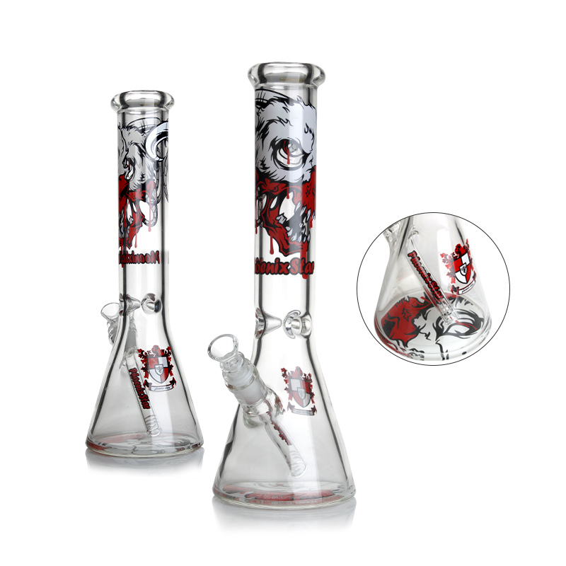PHOENIX STAR Beaker Bong Blood Skull Decals 14 Inches Tall 7mm Thick