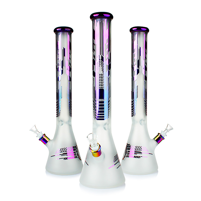 PHOENIX STAR 18 Inches 7mm Thickness Beaker Bong Sandblast & Electroplated