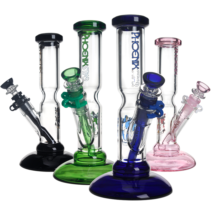 Phoenix Star Straight Tube Bong with Curved Base 10 Inch