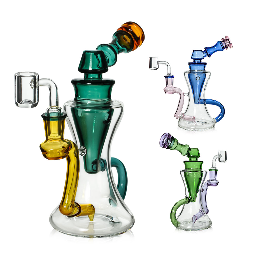 7.5-inch Colored Recycler Dab Rig with Quartz Banger for Sale | PhoenixStar Glass